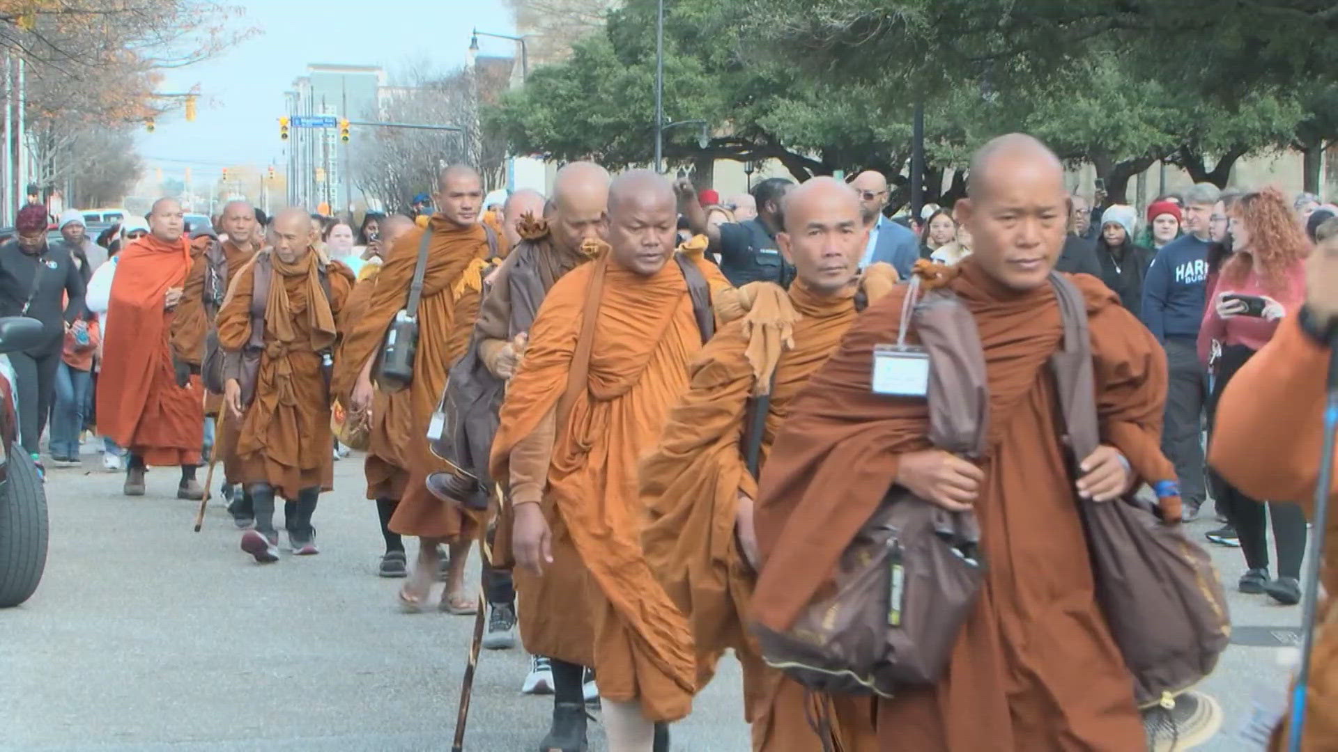 Buddhist monks reach Alabama in 2,300-mile walk for peace from Texas