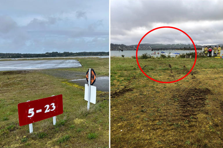 Übers Ziel hinausgeschossen: Business-Jet geht am Ende von Landebahn baden