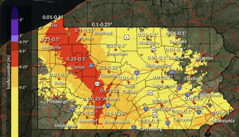 Ice storm warnings, winter storm alerts expanded across Pennsylvania ...