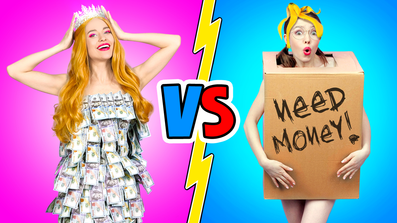 Rich girl vs poor girl: 24 hour food challenge!