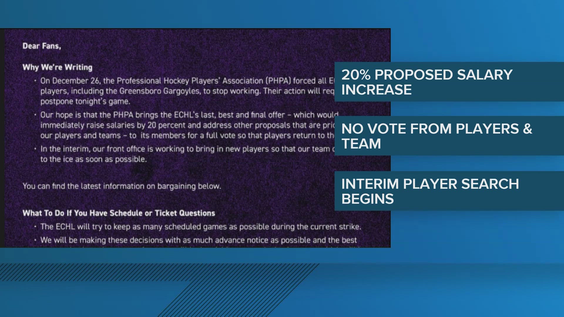 Gargoyles respond to strike, cite new ECHL contract offer