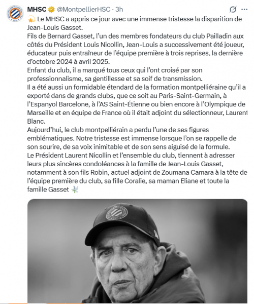 Jean-Louis Gasset, a great figure in French football, has passed away