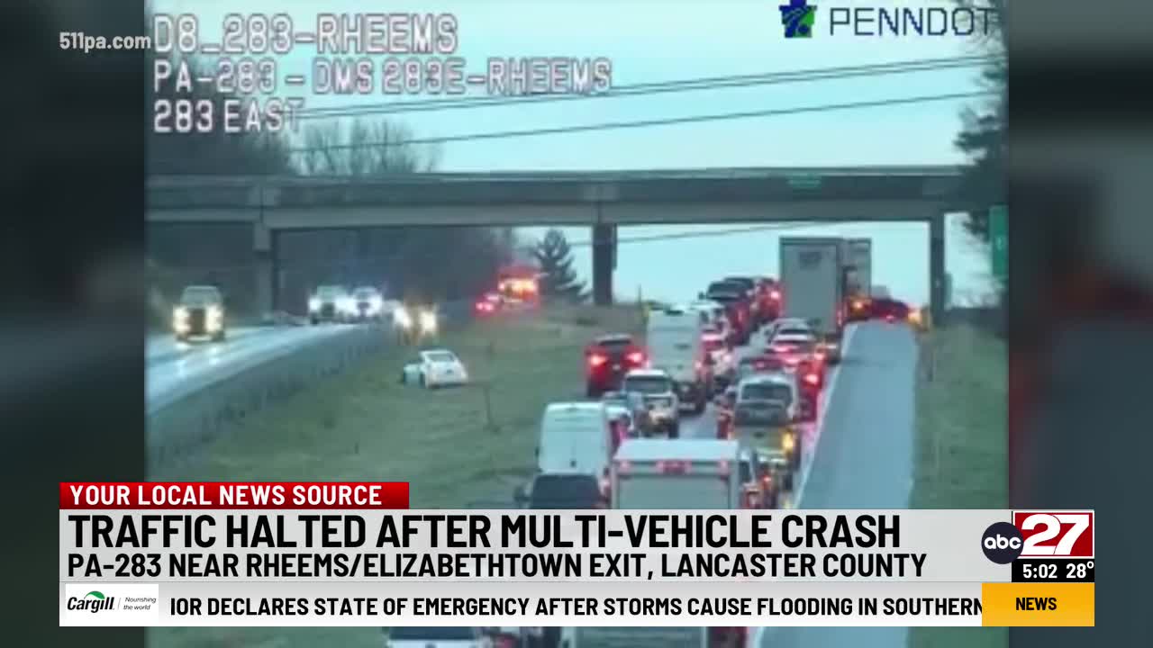 Traffic moving slow after PA-283 crash in Lancaster County
