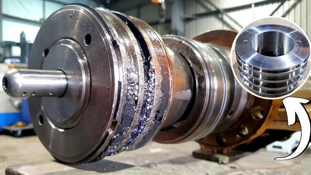 A new piston takes shape inside a hydraulic cylinder