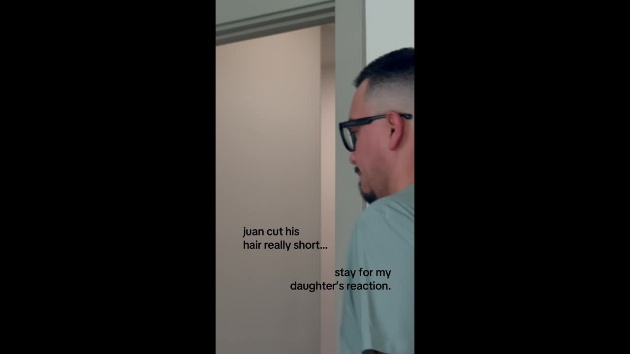 ‘Why did you cut your hair?’ Girl sobs over dad’s dramatic haircut