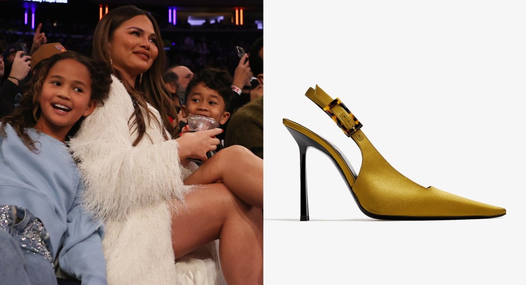 Chrissy Teigen elevates her courtside style with Saint Laurent heels at ...