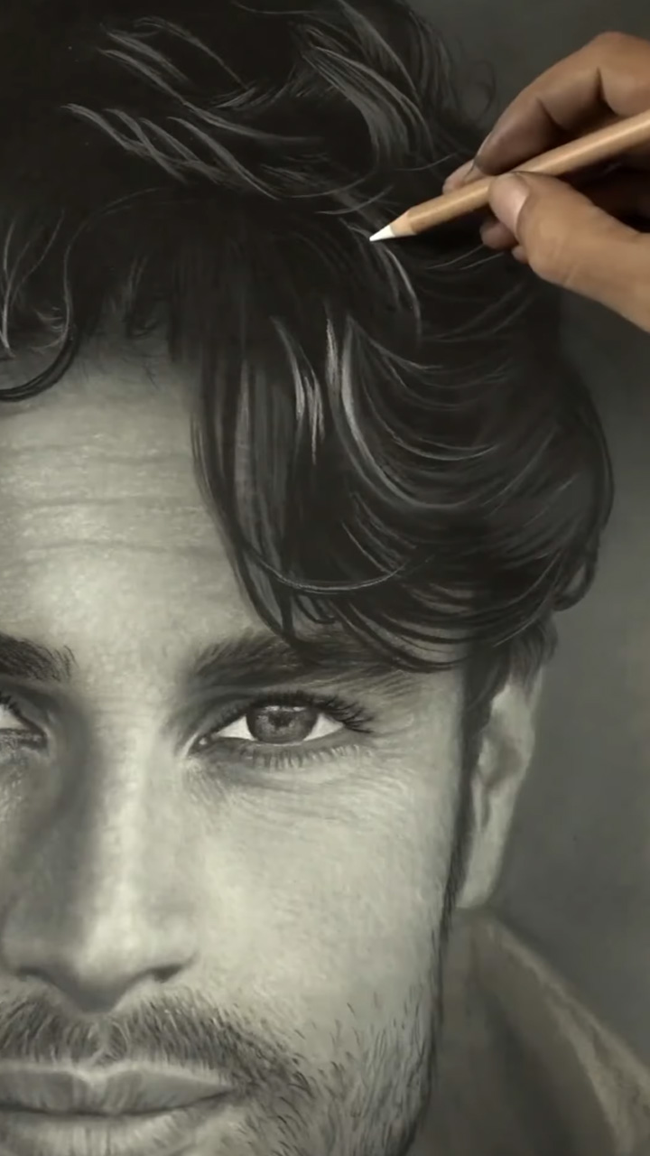 A creative freehand portrait drawing made without limits