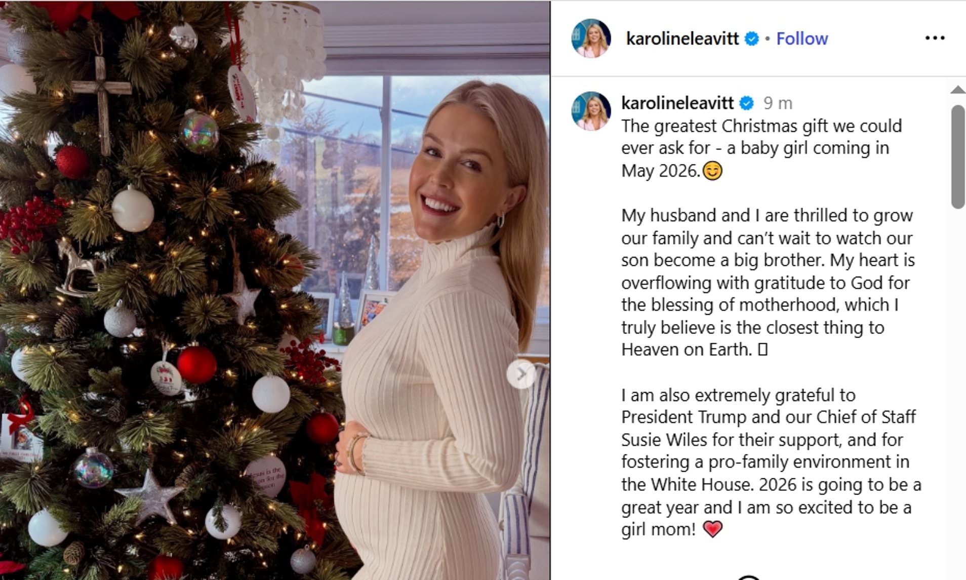 Karoline Leavitt reveals she's pregnant with a baby girl: 'Greatest ...