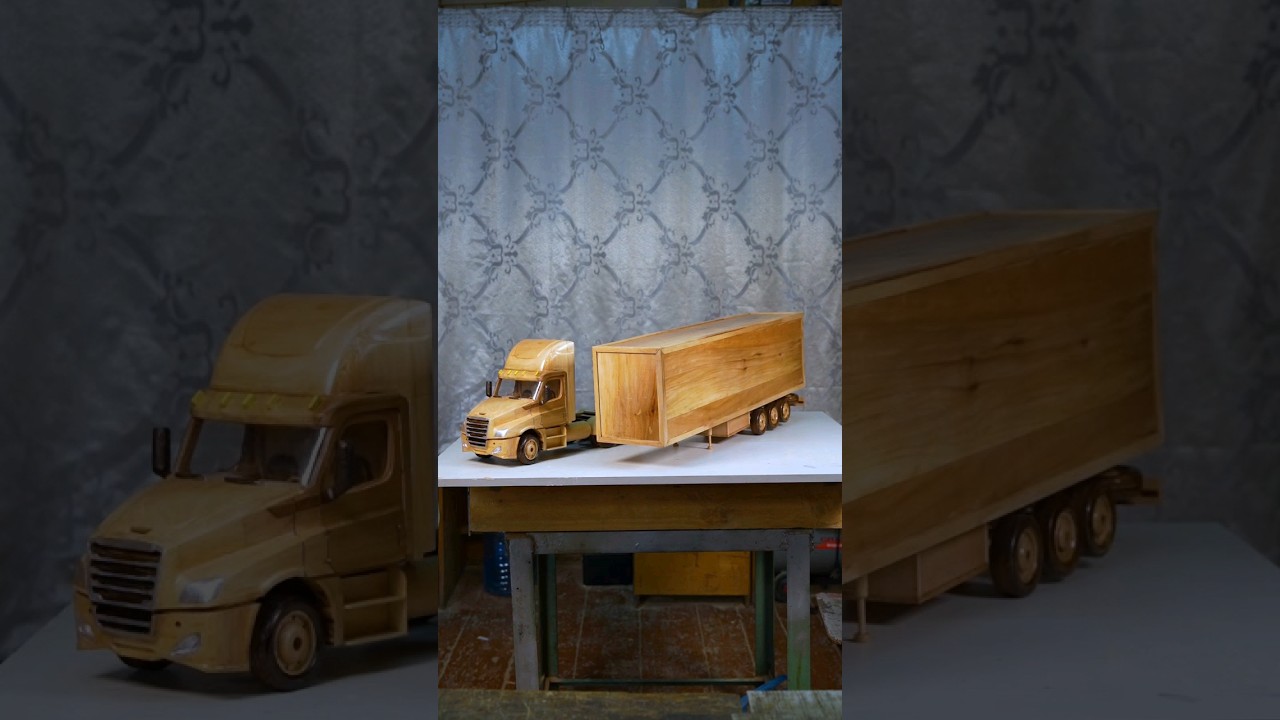 Mini truck magic: Cascadia model in wood