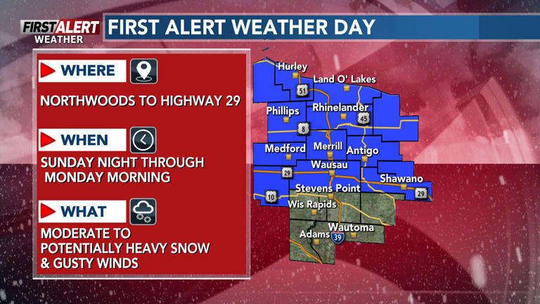 First Alert Weather Day for Sunday night & Monday morning due to snow