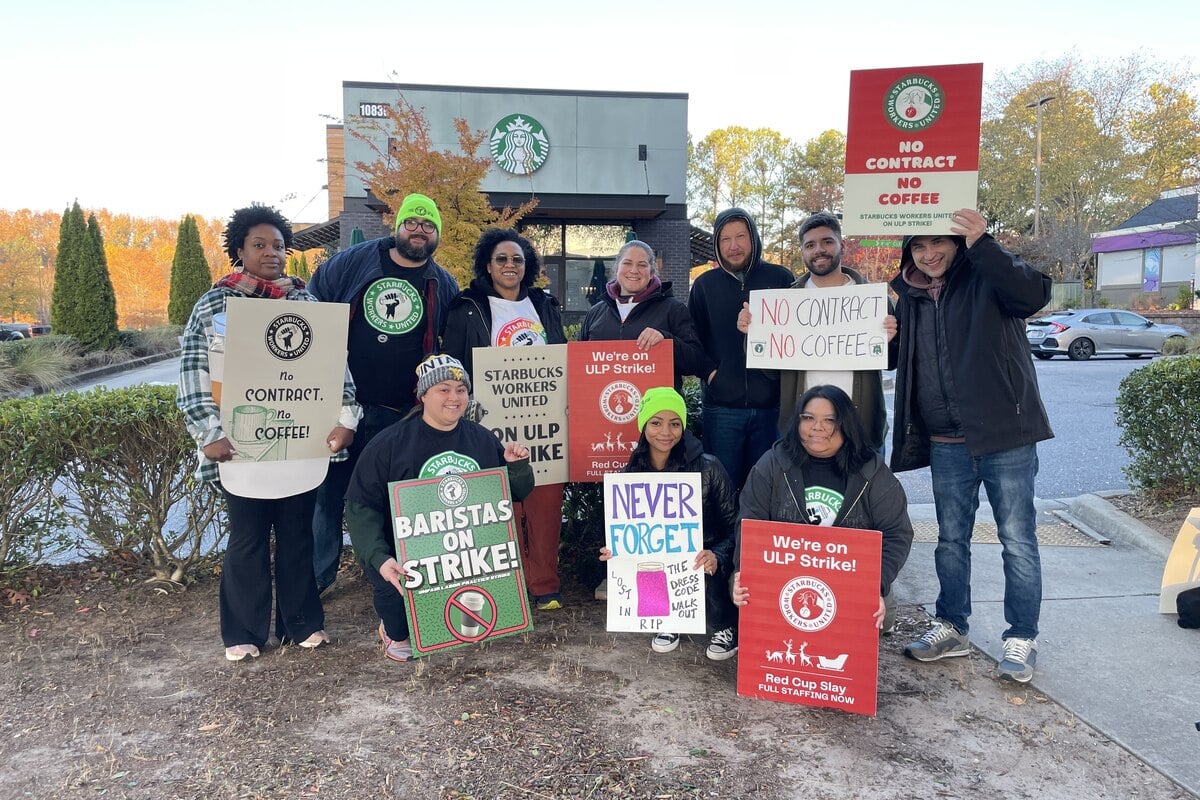 Striking Starbucks baristas spend Christmas on picket line: "We're not ...