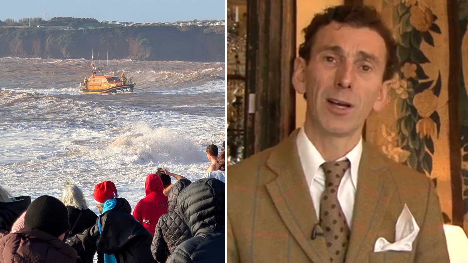 Man missing after Christmas swim in stormy Devon