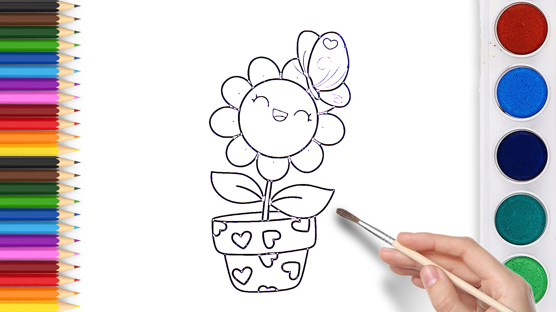 Sunflower and butterfly coloring fun