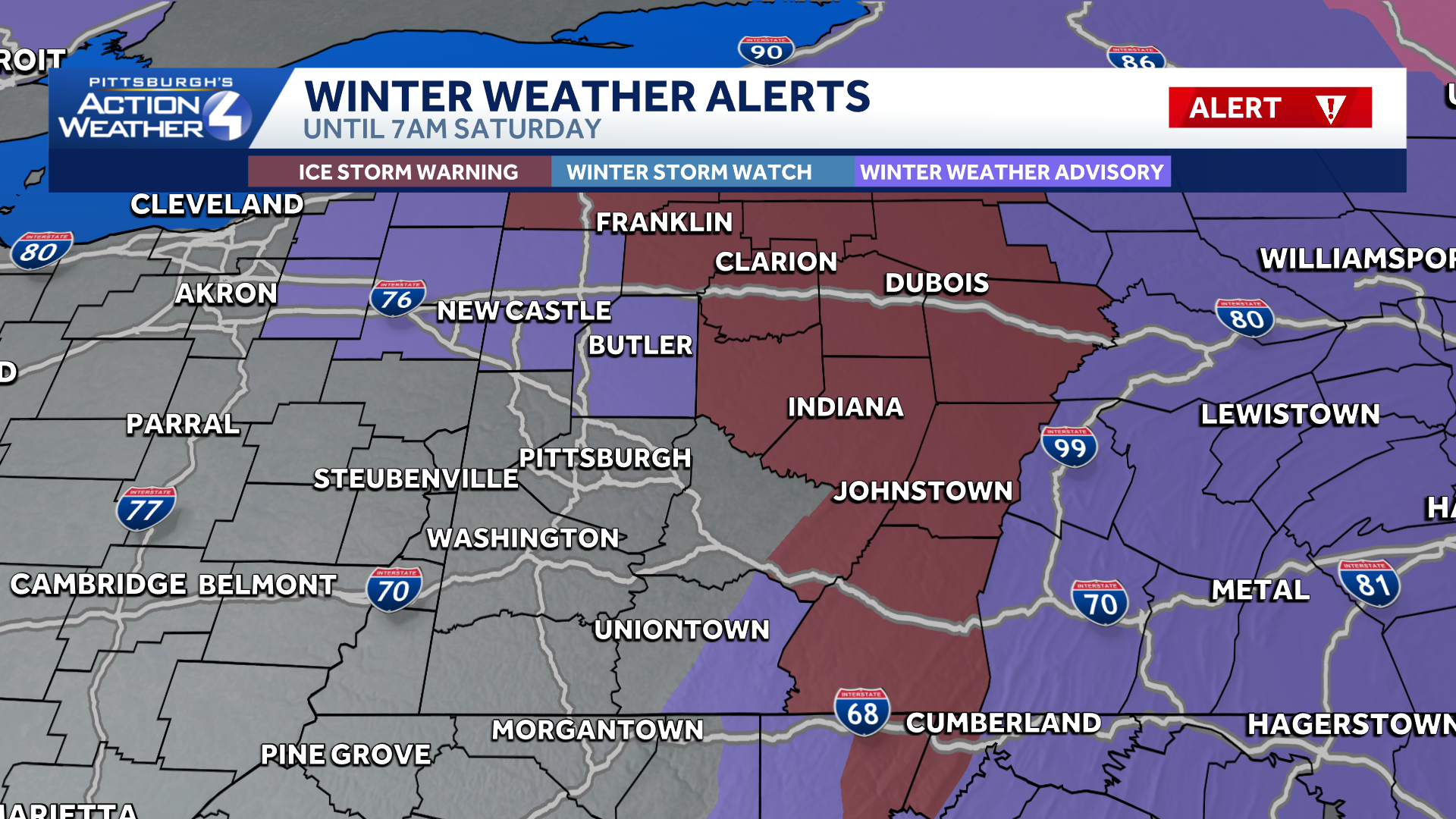 Winter weather advisory covers Pittsburgh area, surrounding counties Friday