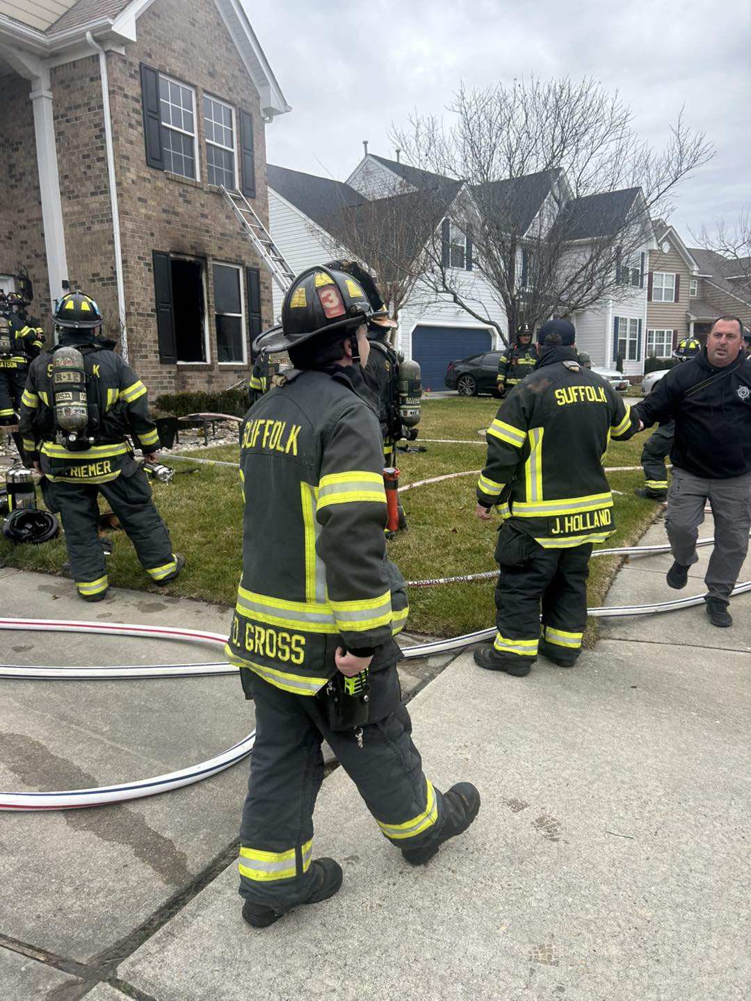 Fire damages home on Brians Lane in Suffolk