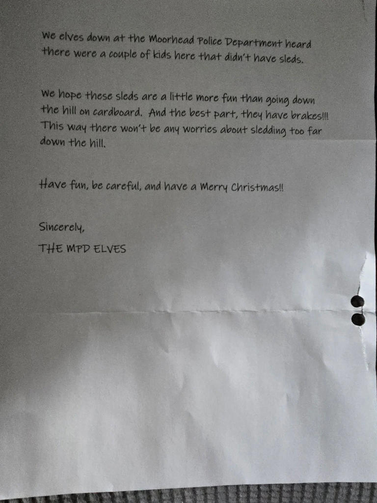 Moorhead family gets unexpected Christmas gift from police officer