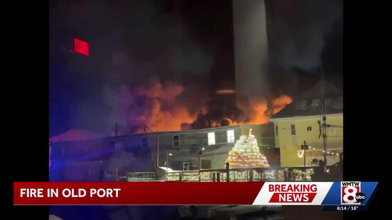 Crews battling 3rd alarm fire in Portland's Old Port