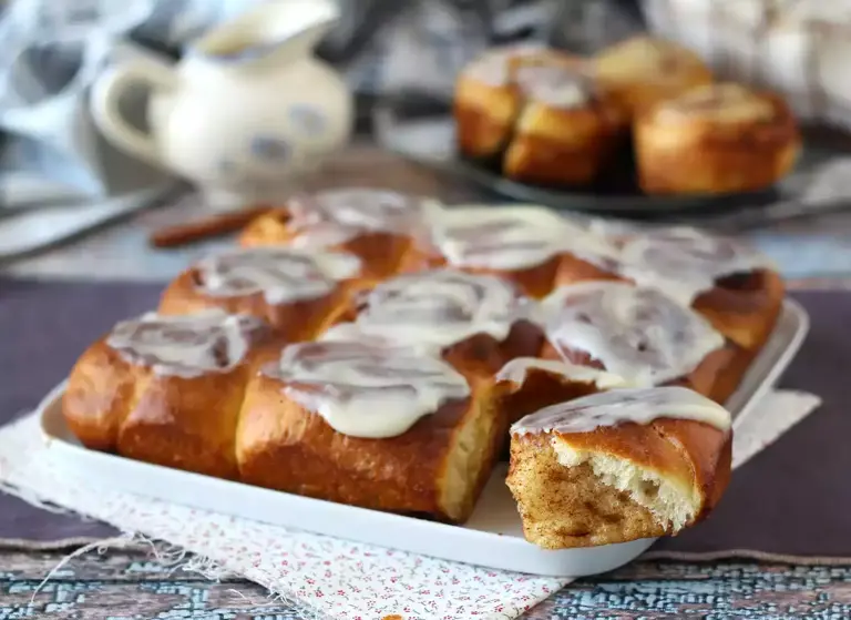 Cinnamon rolls and its vanilla cream cheese frosting