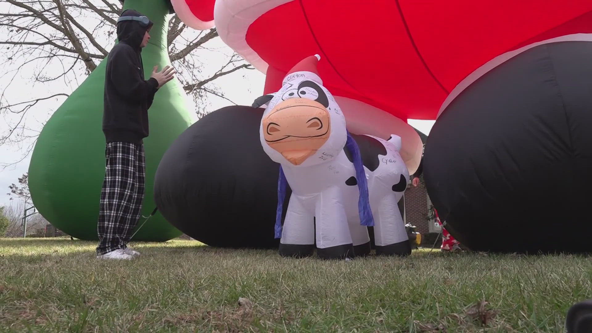 Neighborhood battles over inflatable Christmas cow