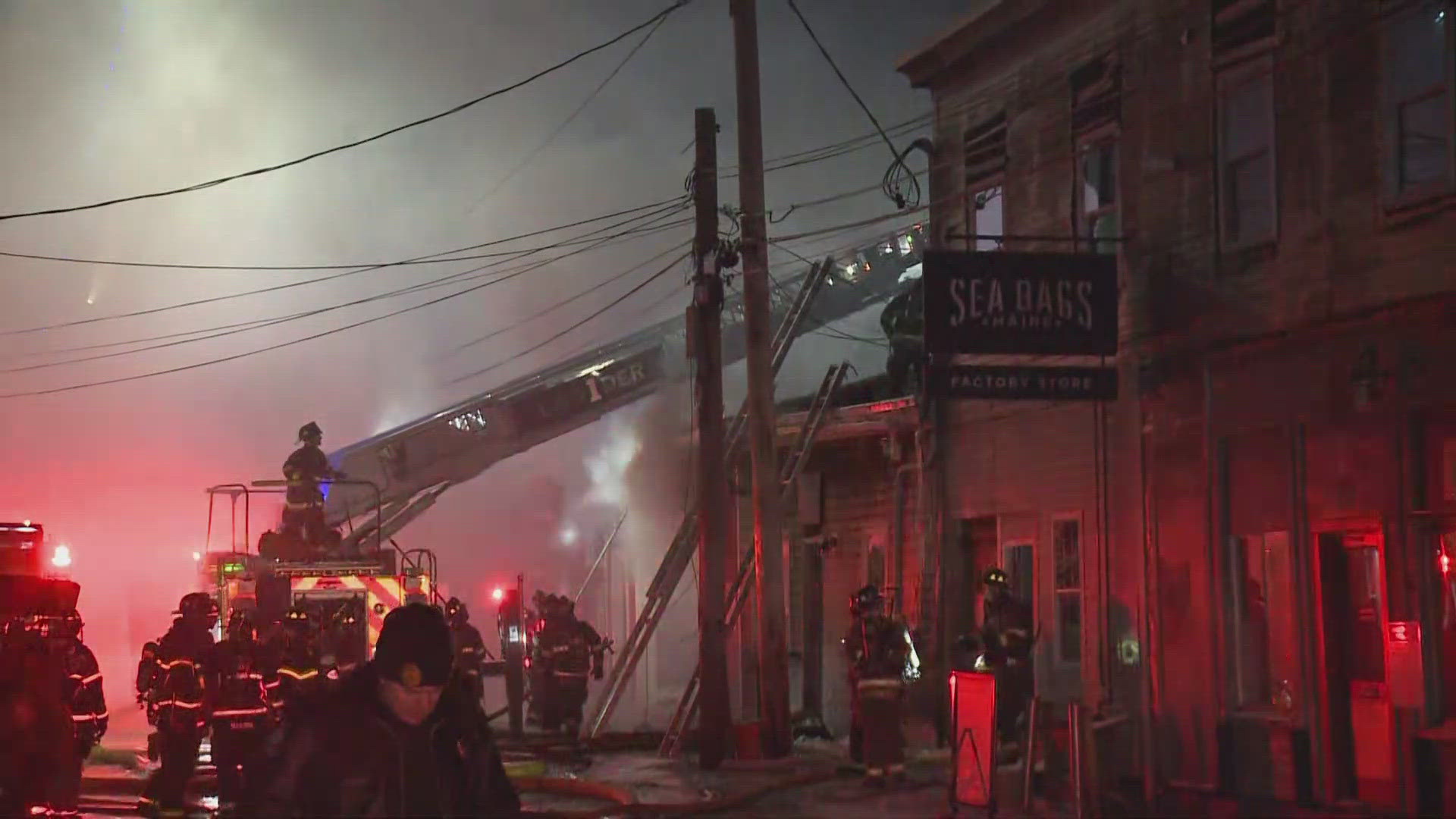 Multi-agency crews still on scene of large fire at Portland Pier