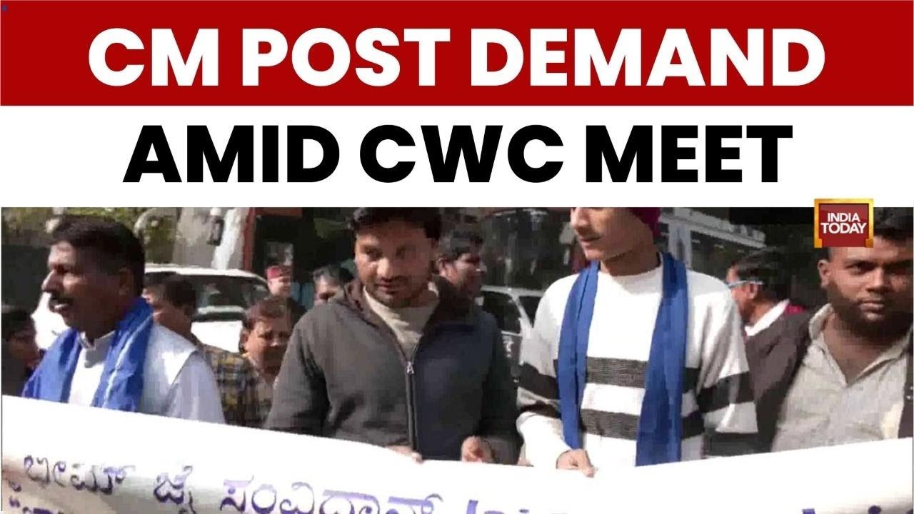 Karnataka power tussle: Congress workers protest outside CWC meet venue ...