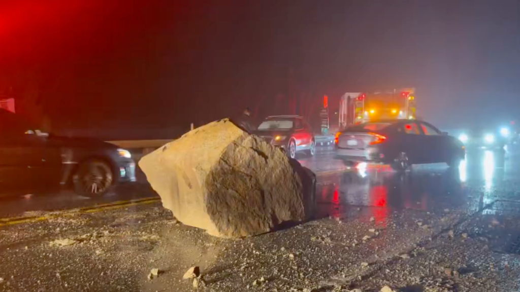 5 injured after boulder crashes onto Highway 18 near Big Bear Lake