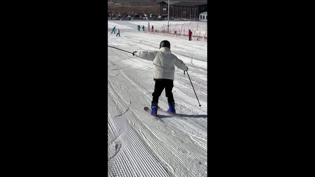 Skier loses control and hits fence, Liaoning, China