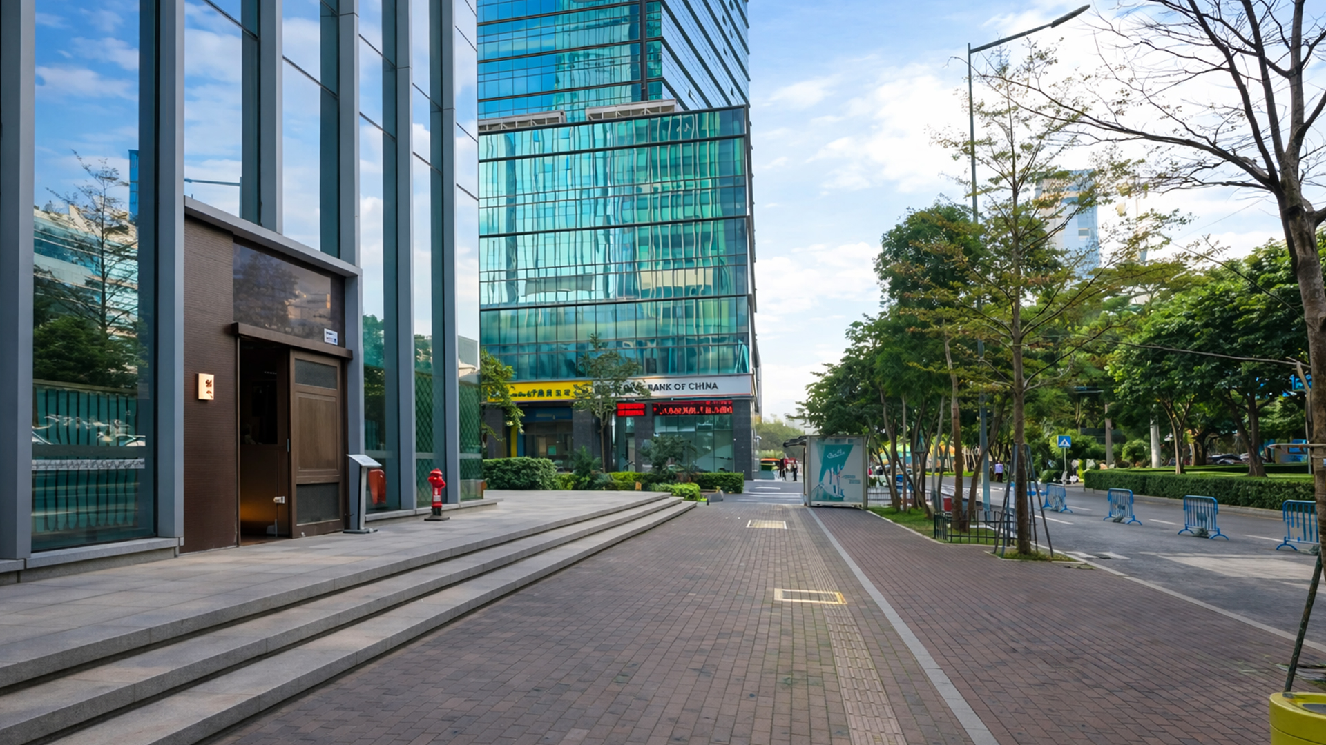 Walking along Bank of China’s futuristic block