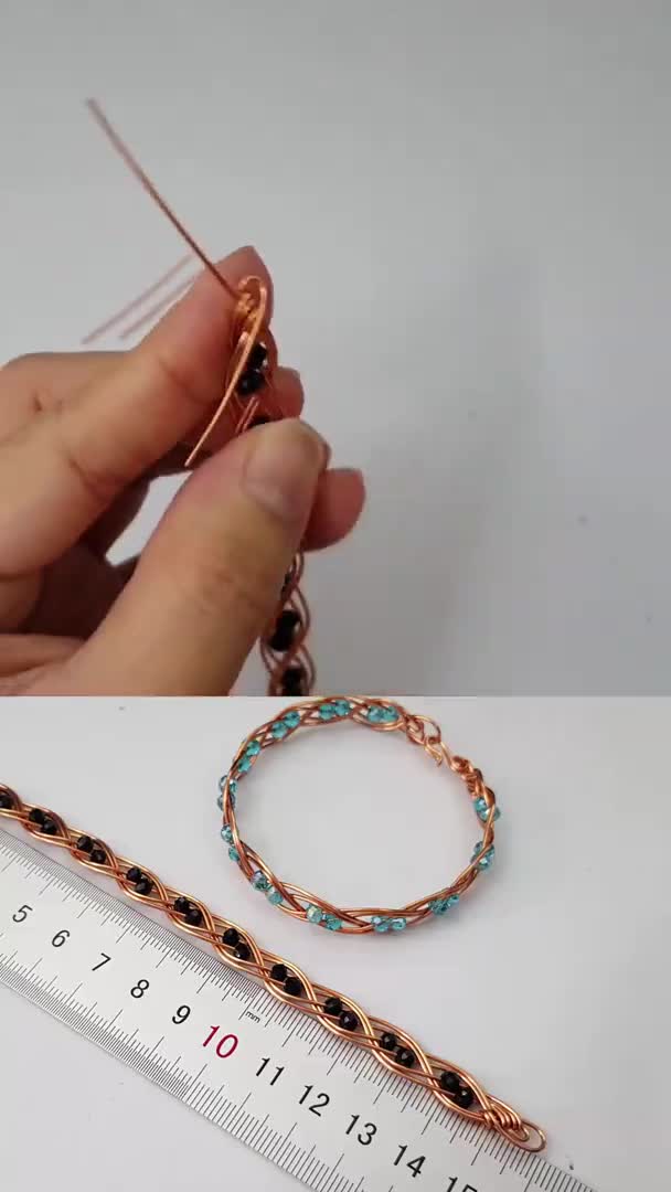 Double 3 wire braid | bracelet | small crystal | handmade jewelry ...