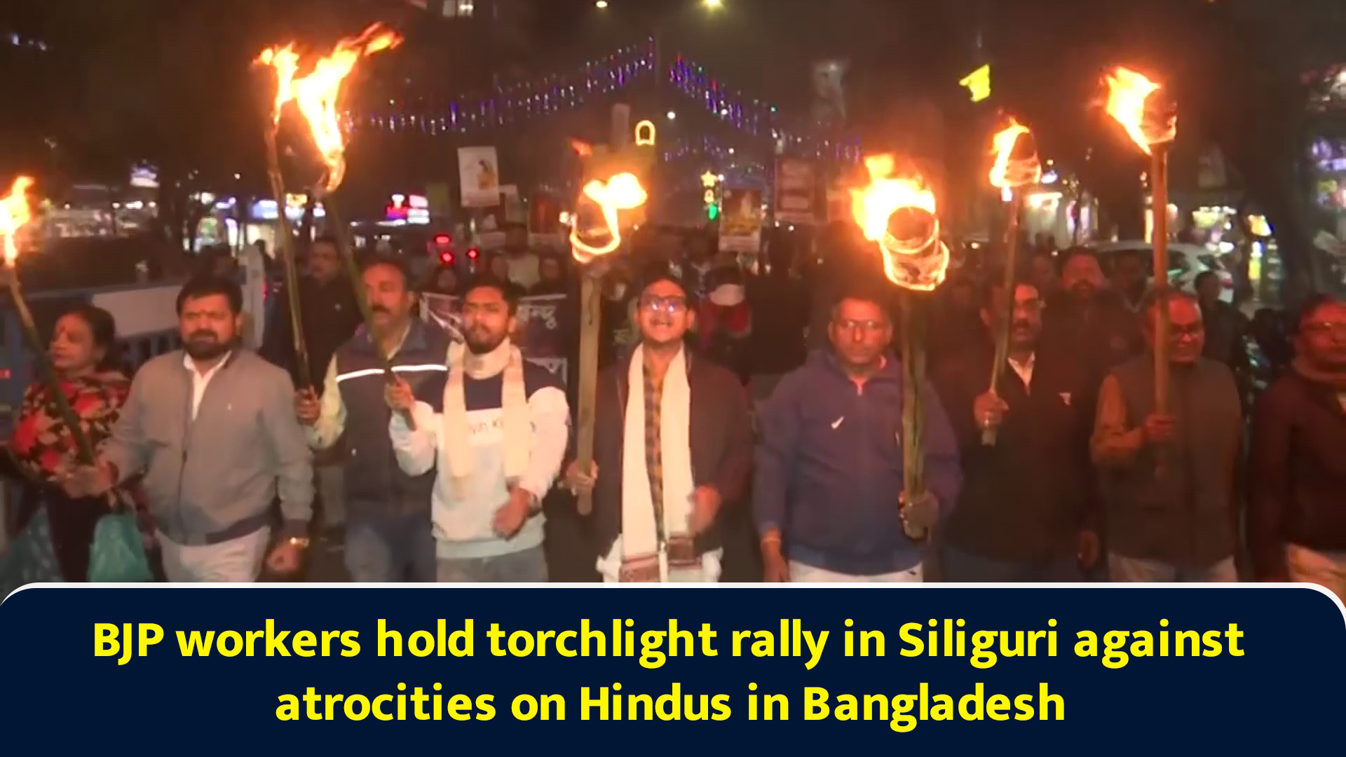 BJP workers hold torchlight rally in Siliguri against atrocities on ...