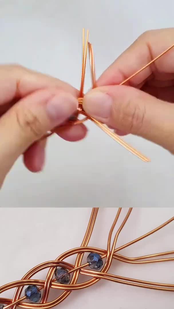 Play with wire | 4-strand braid | Cuff bracelet | Thick bangles ...