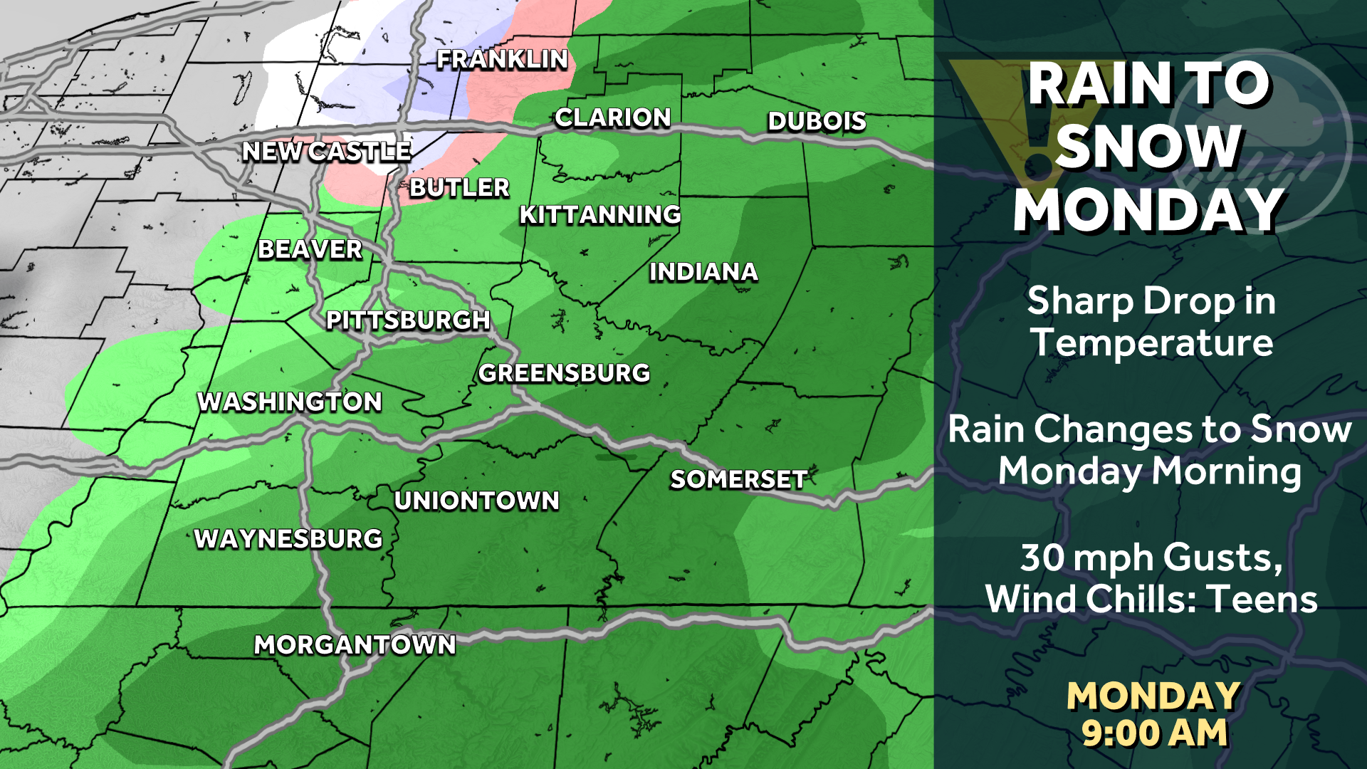 Rain to slow down, temperatures to drop in western Pa.