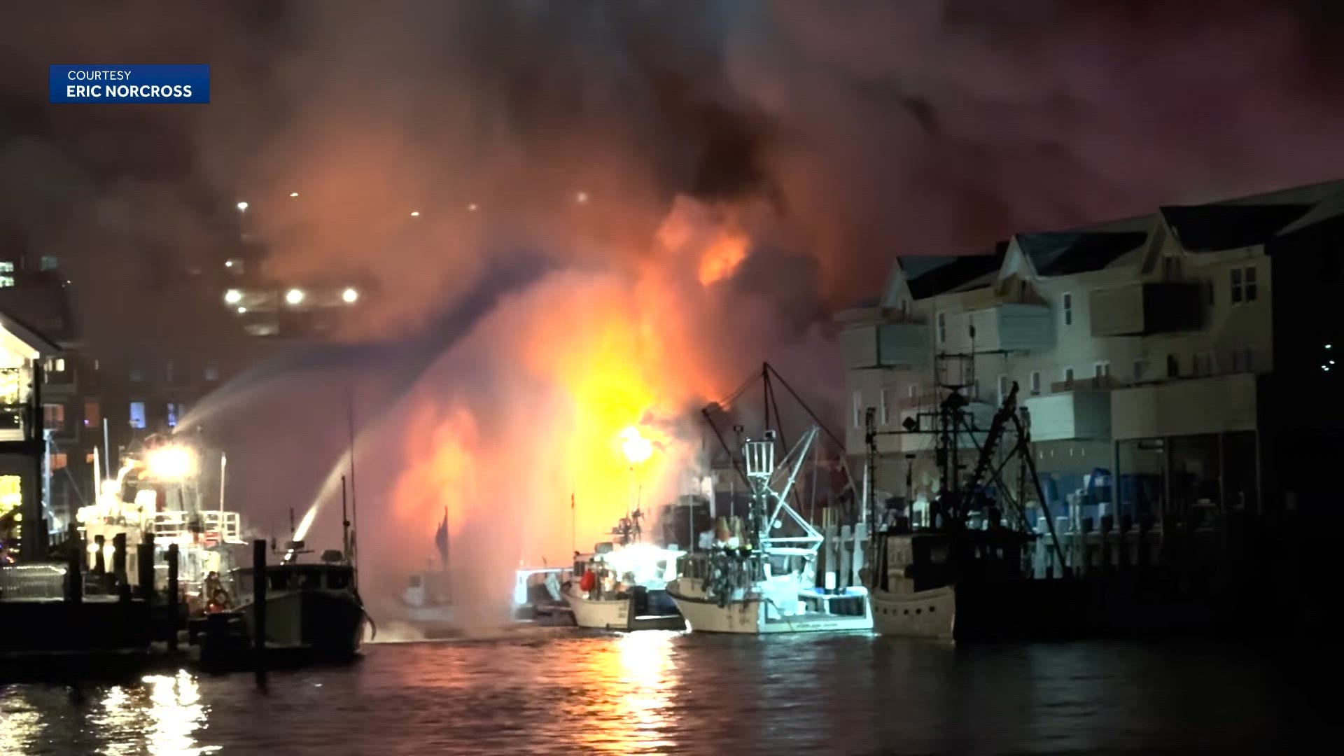 Portland fire crews battle a large fire on the Custom House Wharf ...