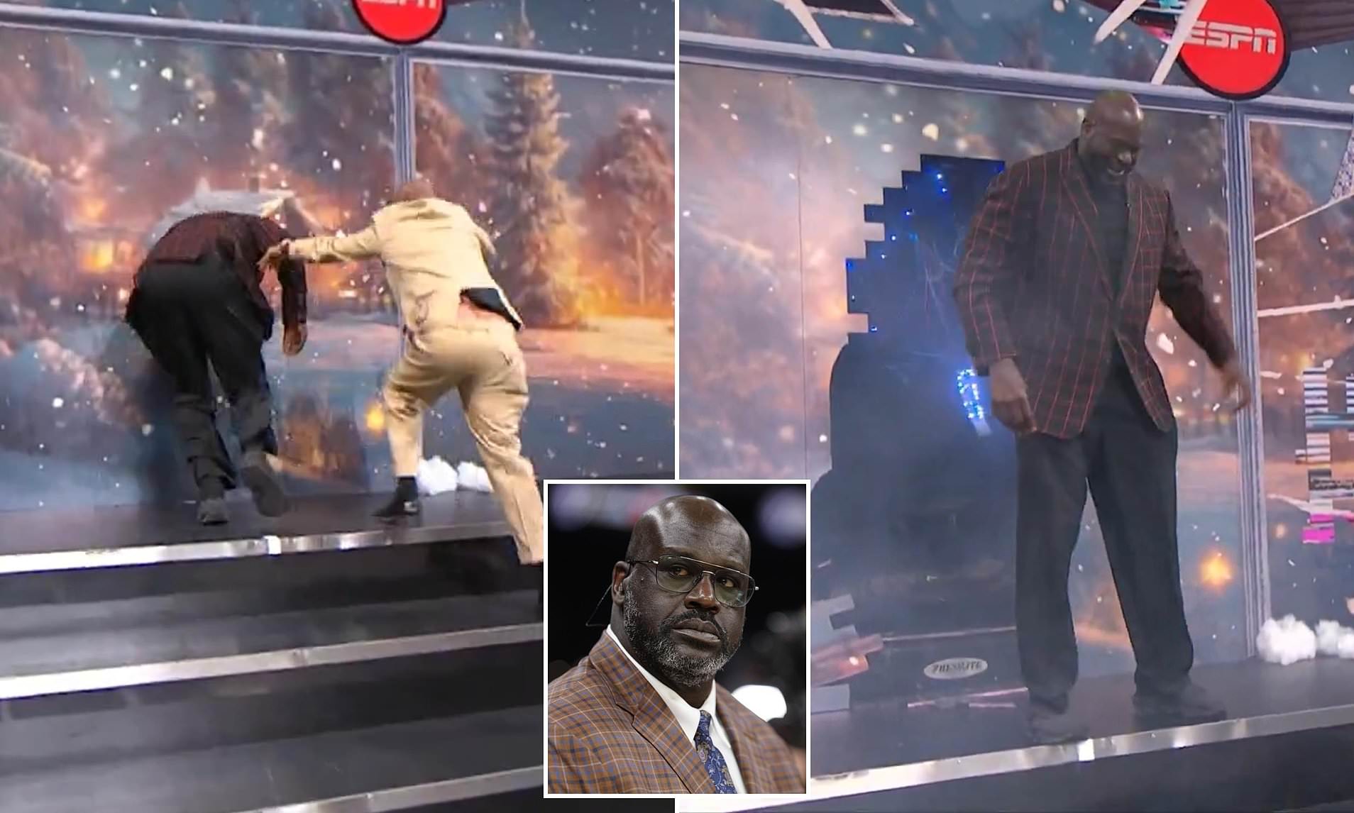 Shaquille O'Neal destroys 'Inside the NBA' studio set after crashing ...