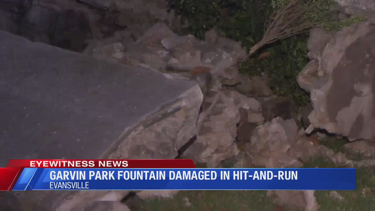 Garvin Park fountain damaged in hit-and-run