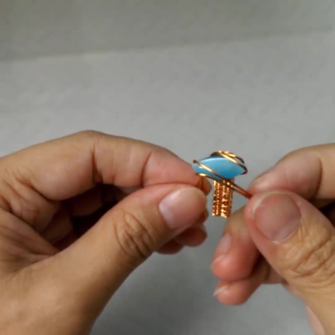 Ring | Small cat eye | Stones without holes | Wire wrapped ...