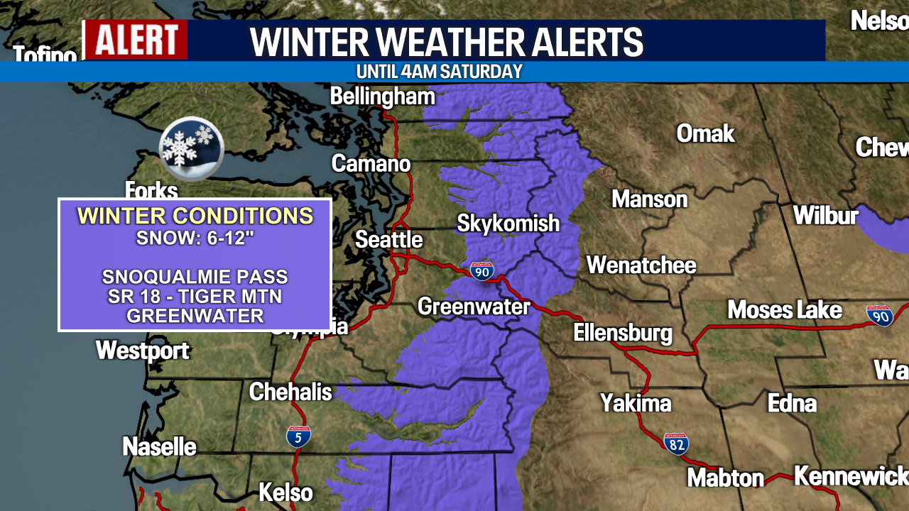 Seattle weather: Pockets of lowland snow & wintry mix overnight