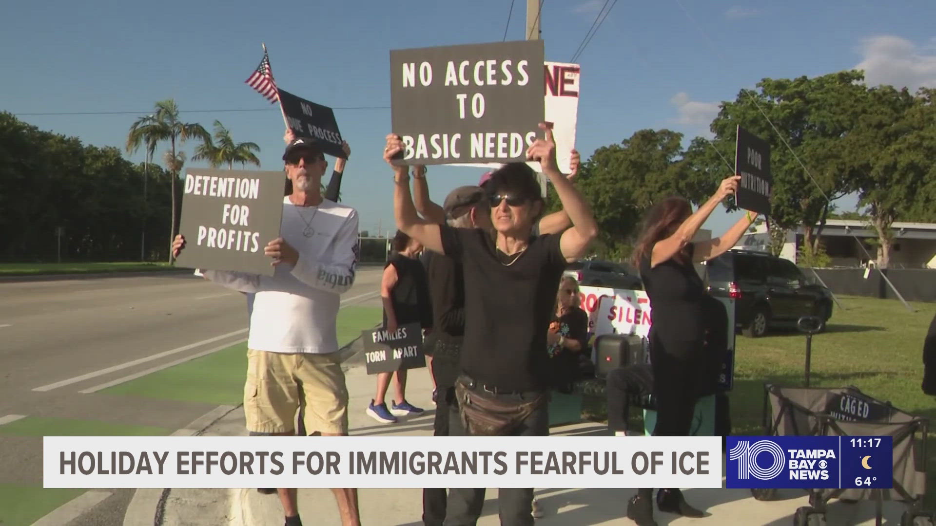 Dozens gathered outside an ICE detention center in Broward County to ...
