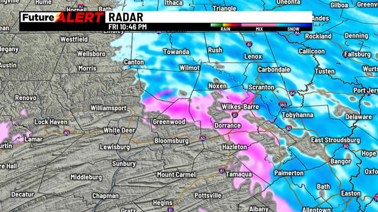 Sleet impacting most of PA in wet storm