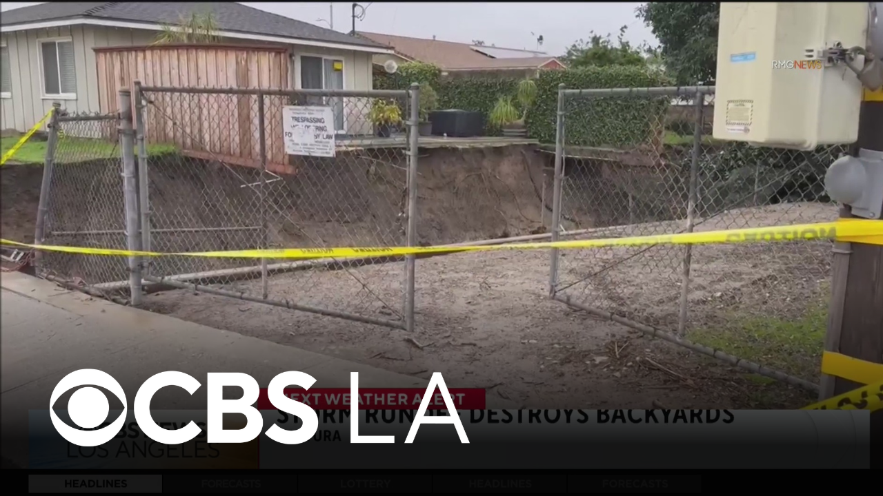 Sinkhole opens behind Ventura home due to storm runoff