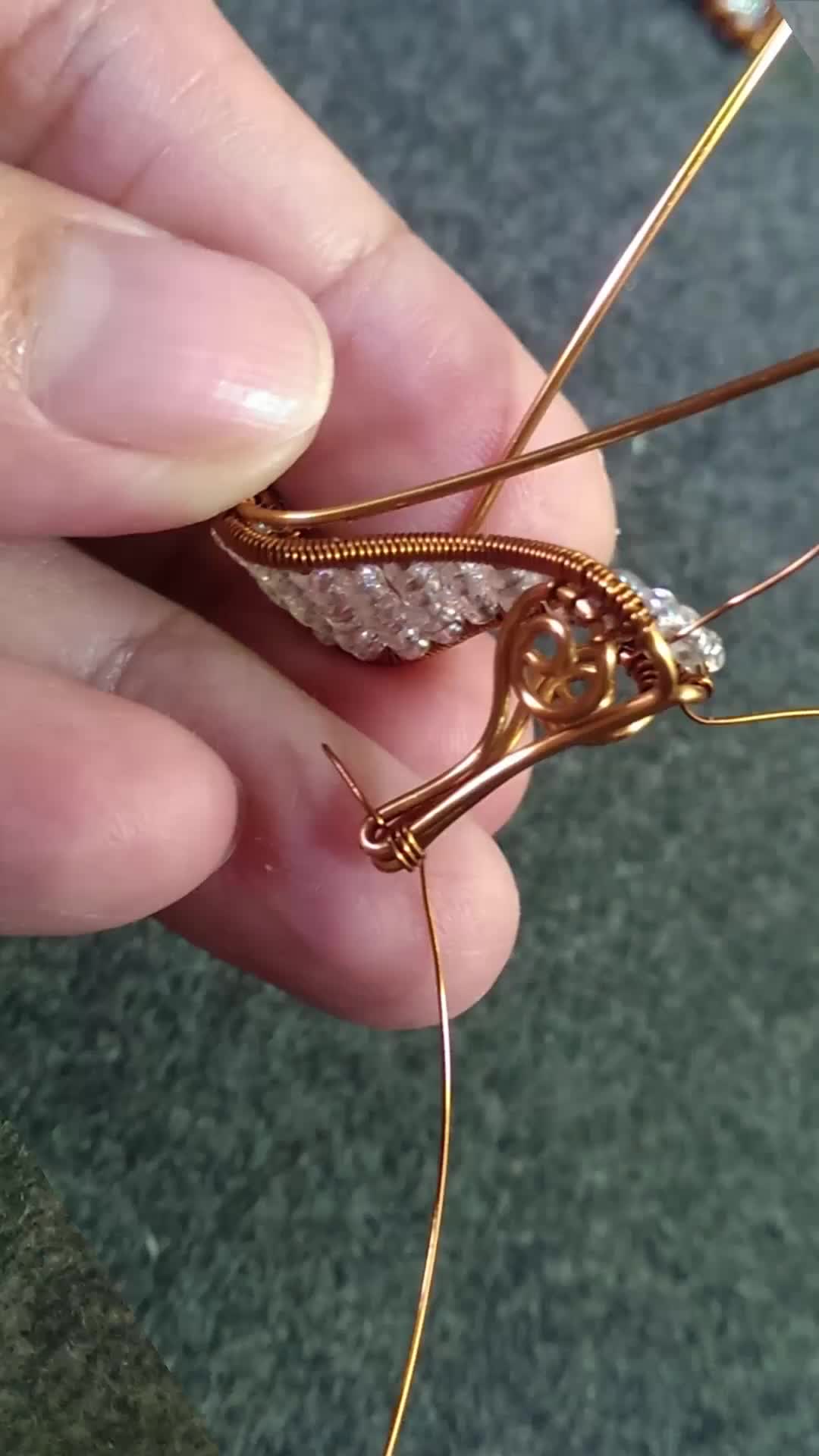 Copper mini shoe pendant - Cinderella shoe - wire wrap jewelry design