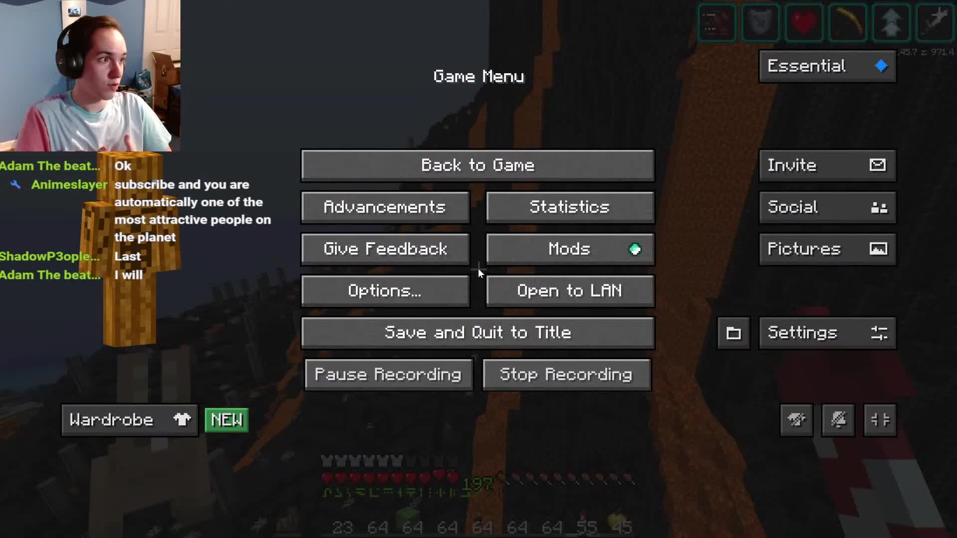 Placing thousands of buttons on a mountain in survival Minecraft