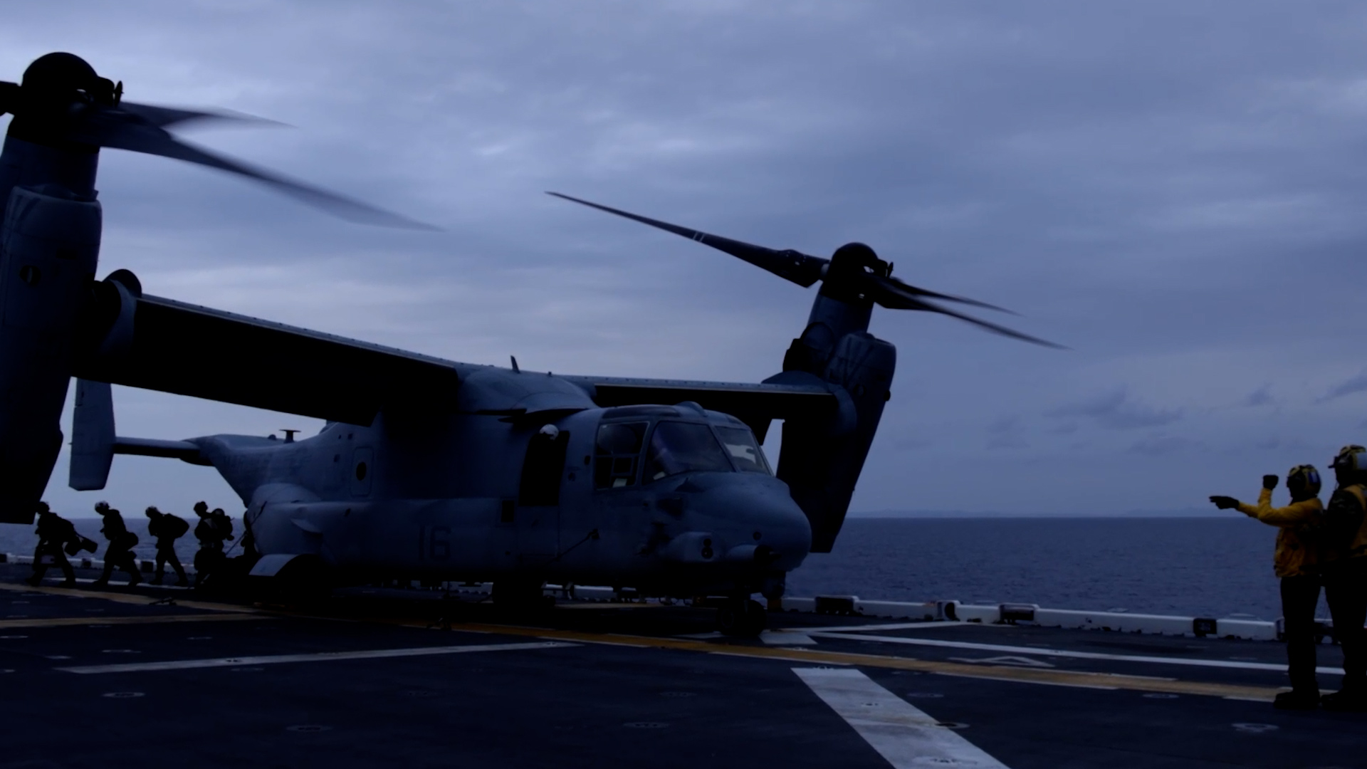Marine aircraft conduct flight operations aboard USS Tripoli