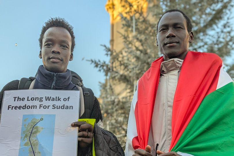 Man on 700-mile walk for Sudan gets warm welcome in Leicester