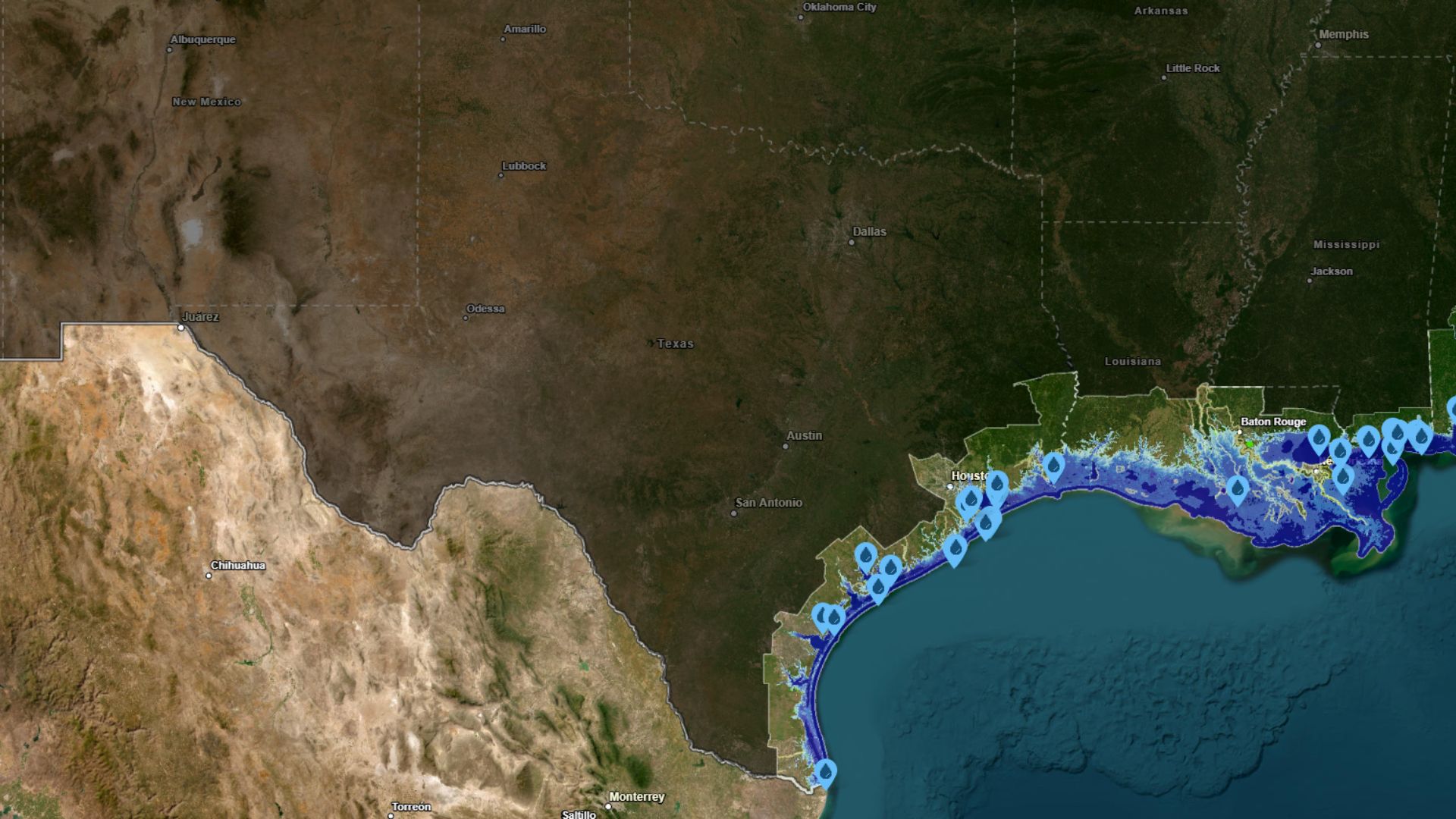 Texas map shows cities that could go underwater if sea levels rise