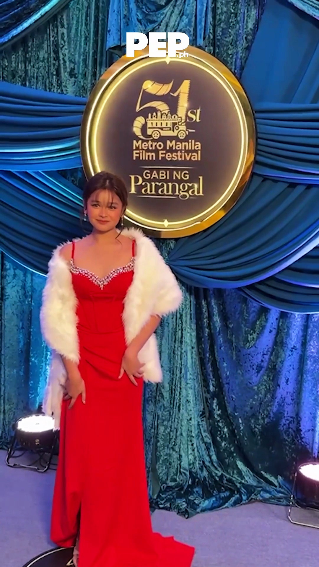 Celyn David at the 51st MMFF Gabi ng Parangal blue carpet | PEP coverage