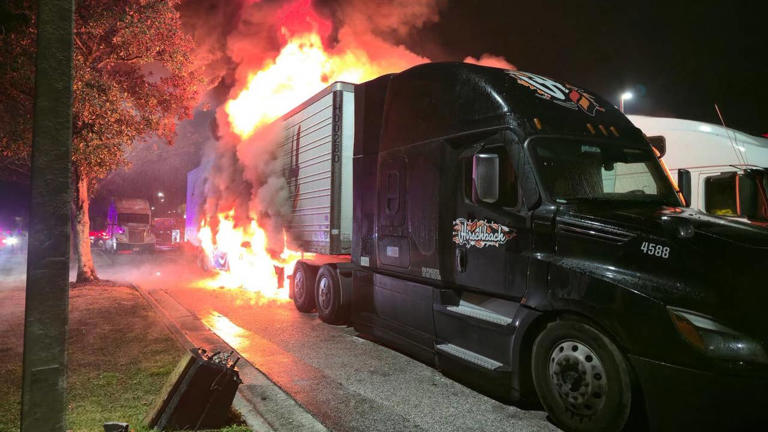 Fire destroys two semi-tractor trailers and damages third in Hernando ...