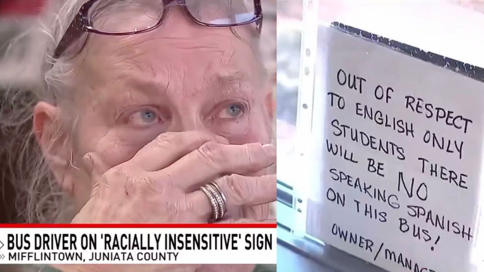 One bus driver faced the consequences of a racist sign and cried on the ...