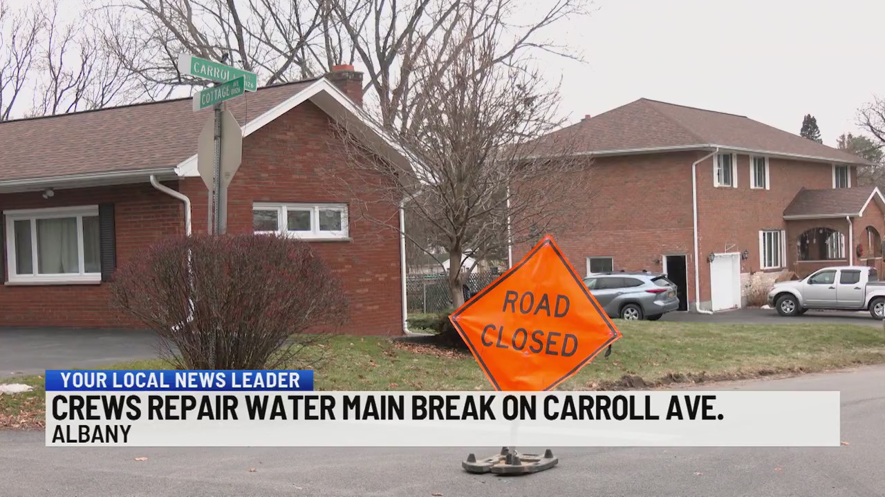 Crews repair water main break on Carroll Ave. in Albany
