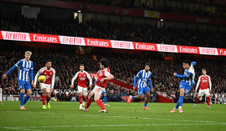 Injury-riddled Arsenal clinging on against Brighton in Premier League